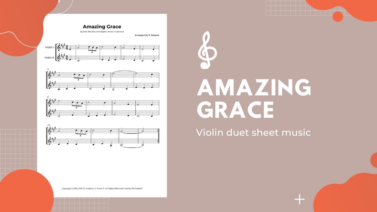 Amazing Grace Violin Duet Sheet Music A Major - YouTube