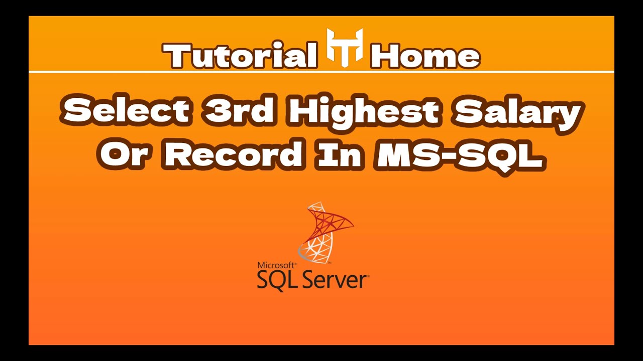 How To Select 3rd Highest Salary In SQL YouTube How To Select 3rd Highest Salary In SQL YouTube