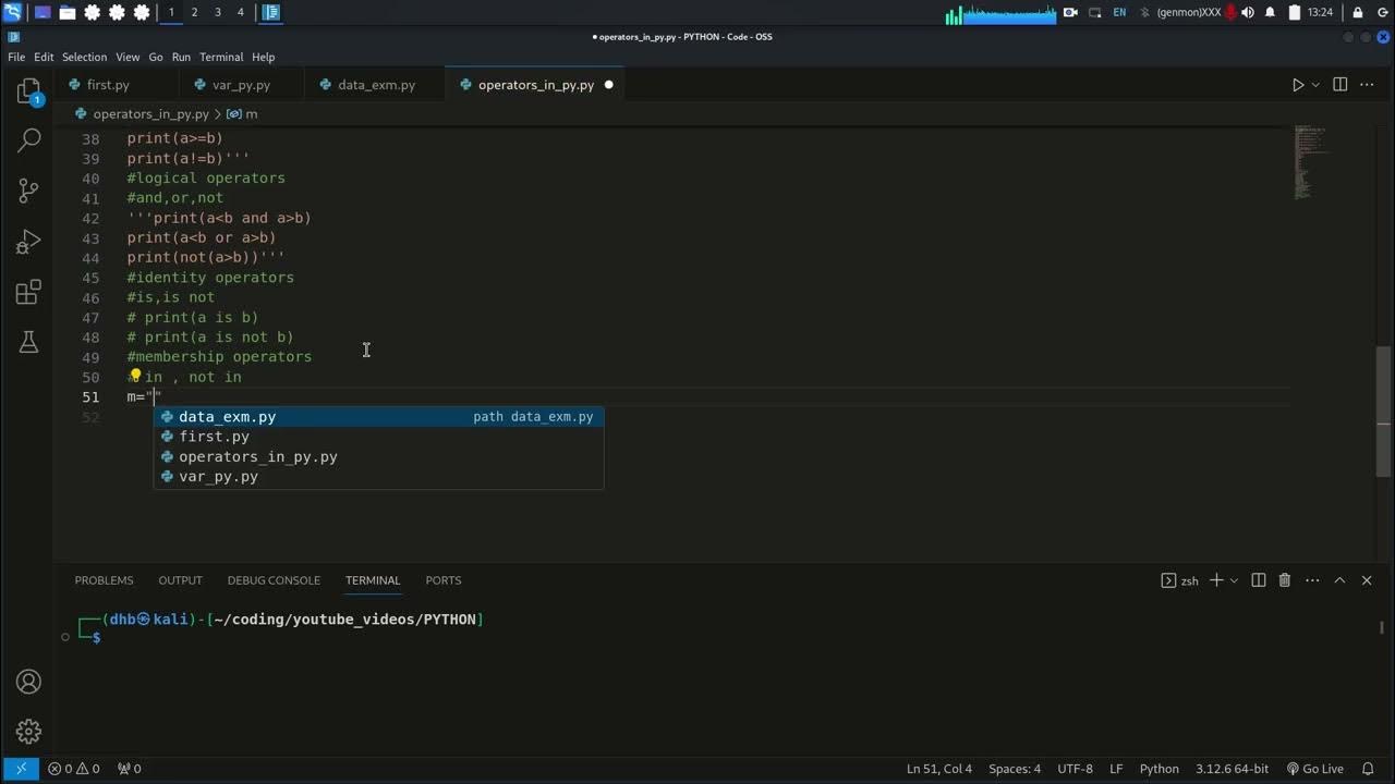 Operators in Python| Membership operator in python | video 6 | In Hindi - YouTube