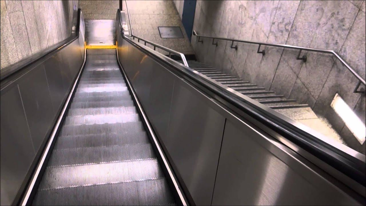 Smart escalator in Munich U-Bahn subway system starts and stops when ...
