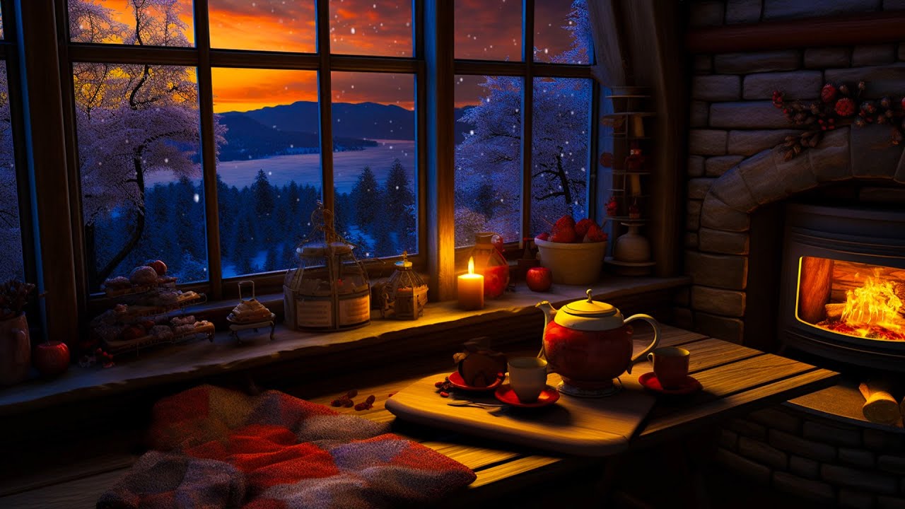 Cozy Room with Relaxing Blizzard Sounds and Fireplace Sound for ...