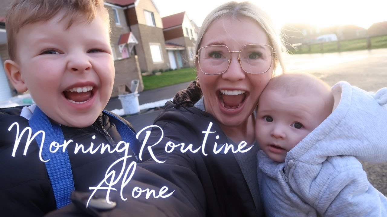 MORNING SCHOOL RUN ROUTINE ALONE WITH 2 KIDS | ellie polly - YouTube