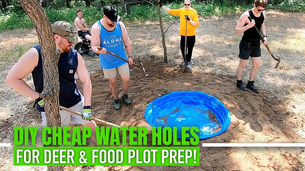 DIY CHEAPEST WATER HOLES FOR DEER & FOOD PLOT PREP!!! - YouTube