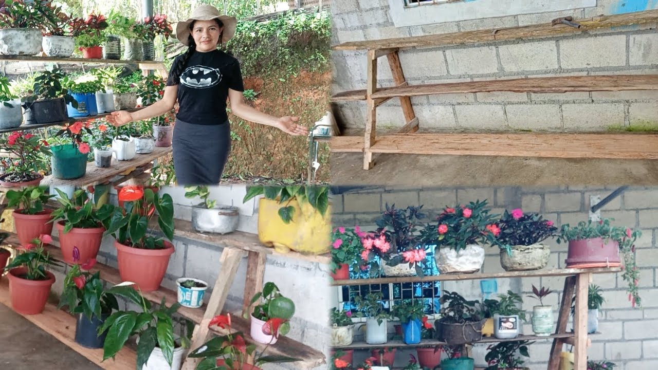 Así es como realizó. un mueble,de MADERA,para mis plantas,de semisombra ...