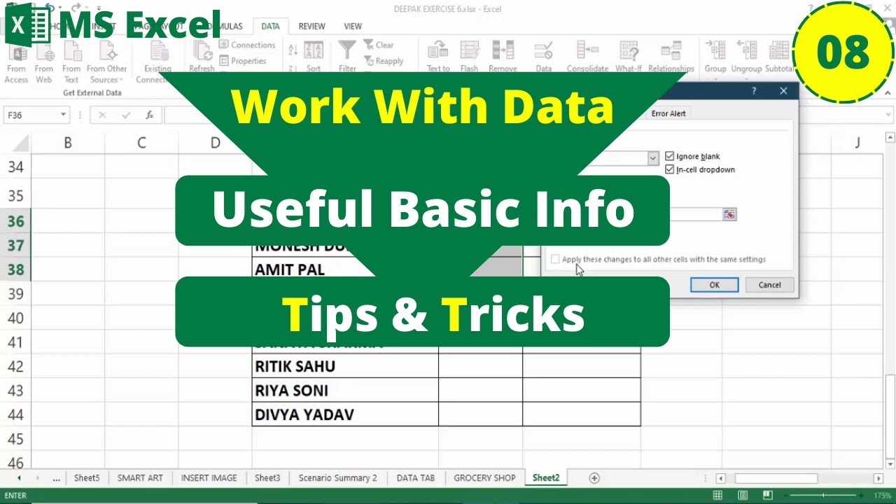 Work With Data In MS Excel Rows And Column Hide Unhide Delete insert