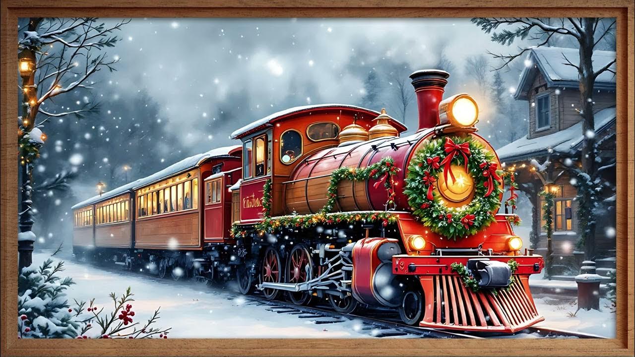 Christmas train painting as Christmas Frame TV art - YouTube