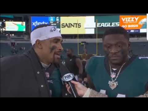 AJ Brown & Jalen Hurts Postgame Interview - YouTube