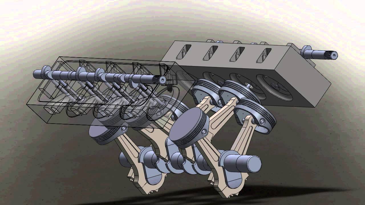 V8 Engine Solidworks - YouTube