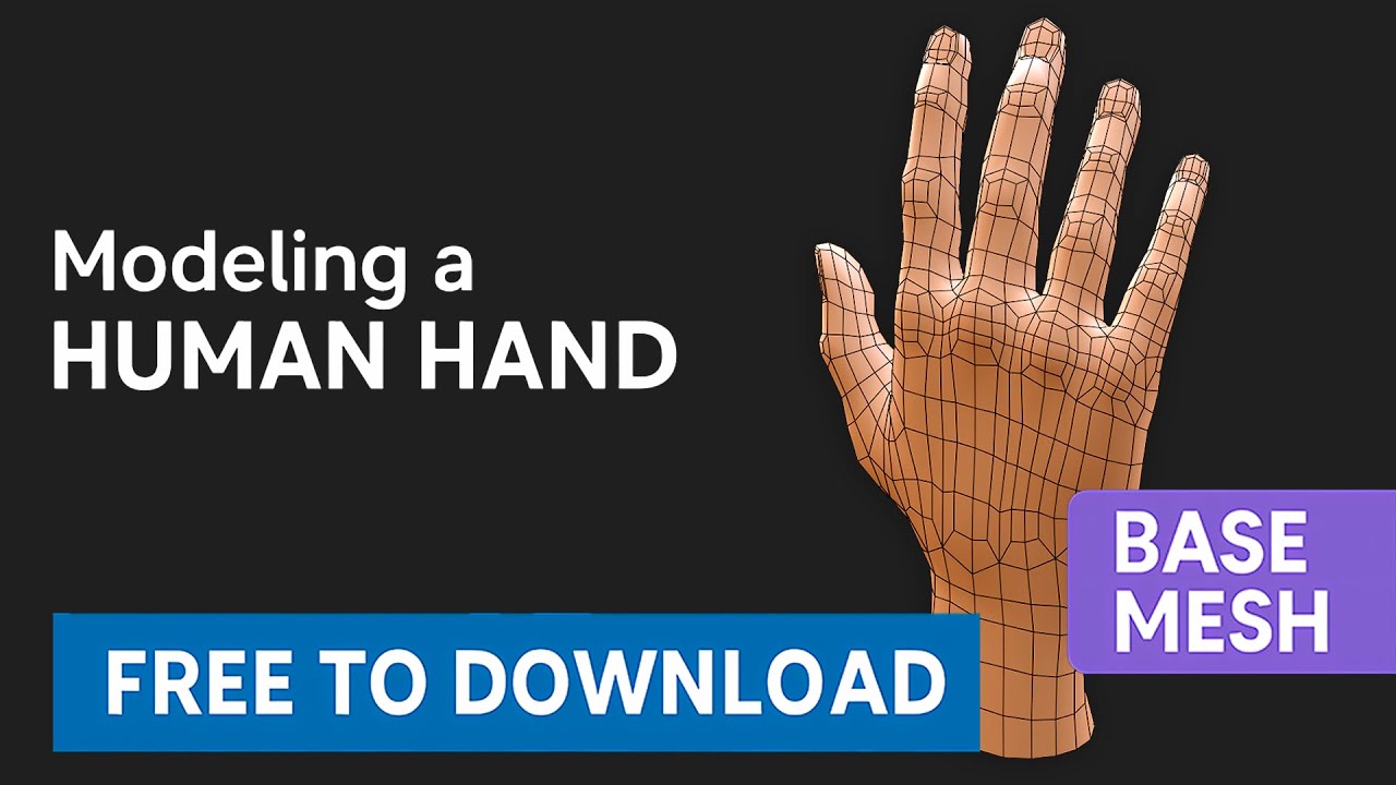 Modeling a Human Hand in Blender – Base Mesh Timelapse - YouTube