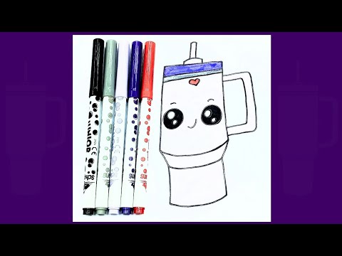 How to draw a cute stanley Quencher #tinyartist #drawing #video - YouTube