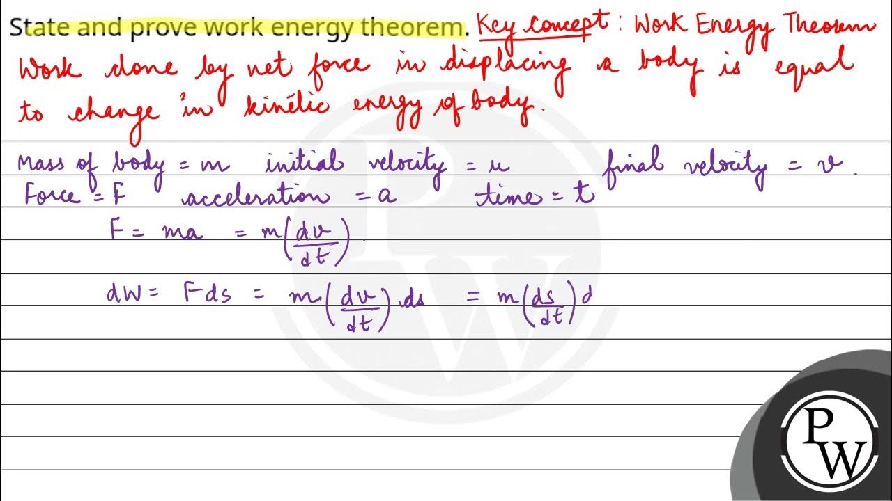 State and prove work energy theorem..... - YouTube