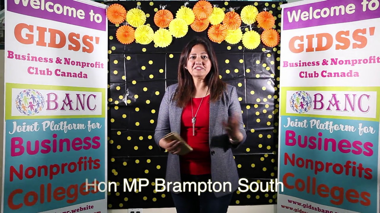 Hon MP Sonia Sidhu on GIDSS BANC launch Ceremony - YouTube