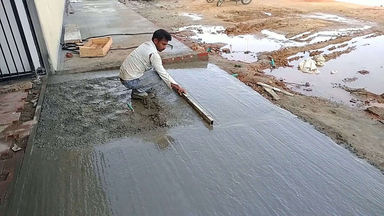 entrance ramp concreting and finishing - YouTube
