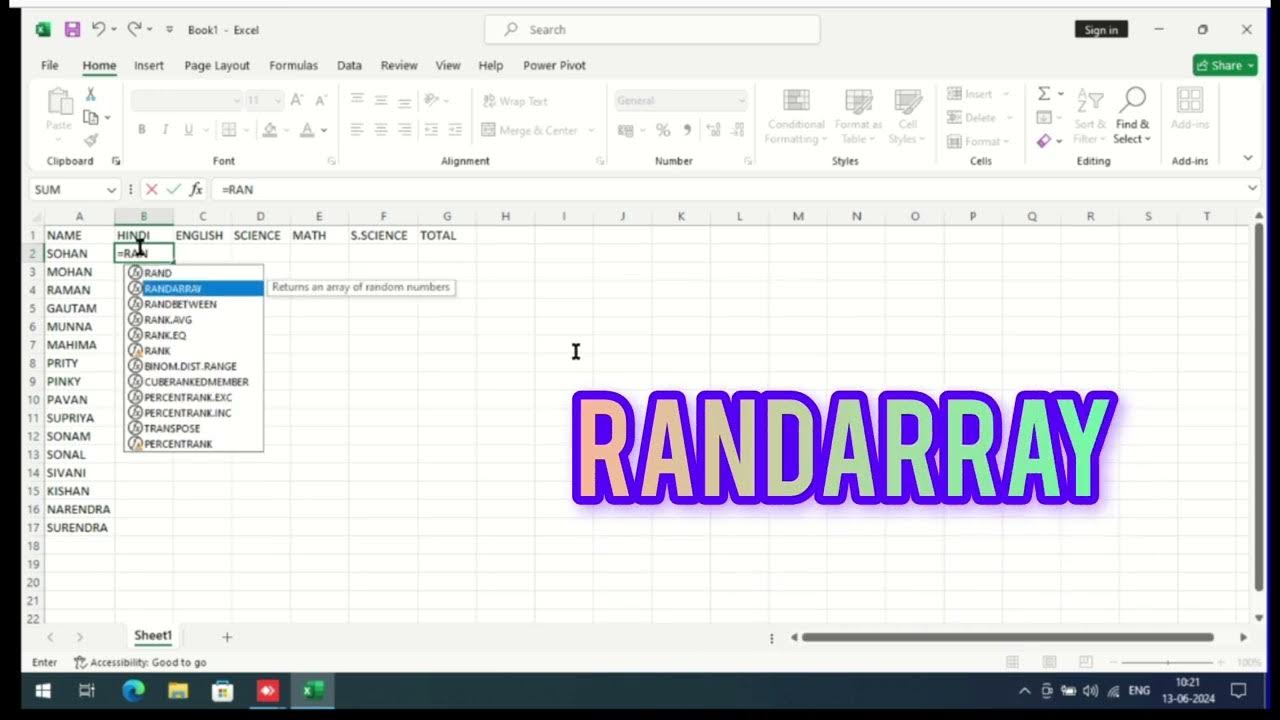 How To Use Randarray In Quick Time Excel Youtube