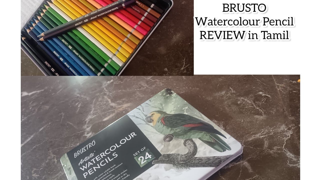 BRUSTO Watercolour Pencil REVIEW in Tamil - YouTube