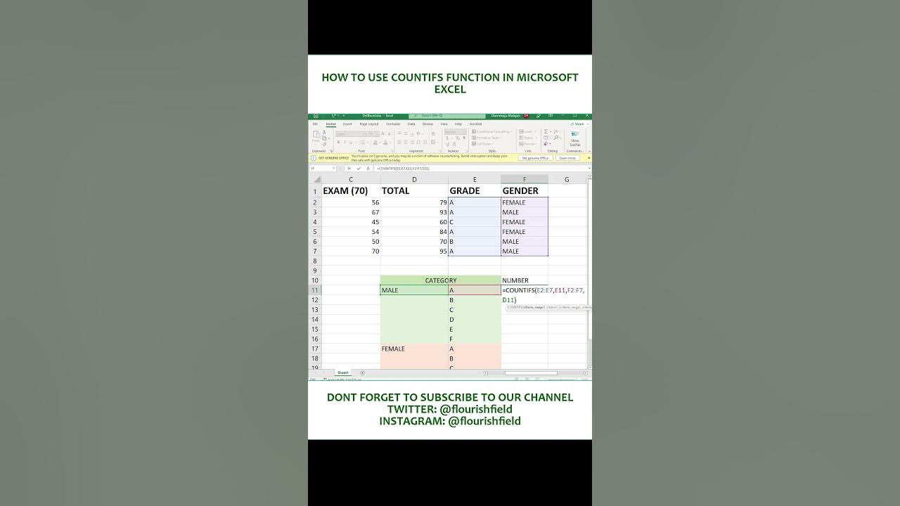 Microsoft Excel Tutorial: COUNTIFS Function in Excel - YouTube