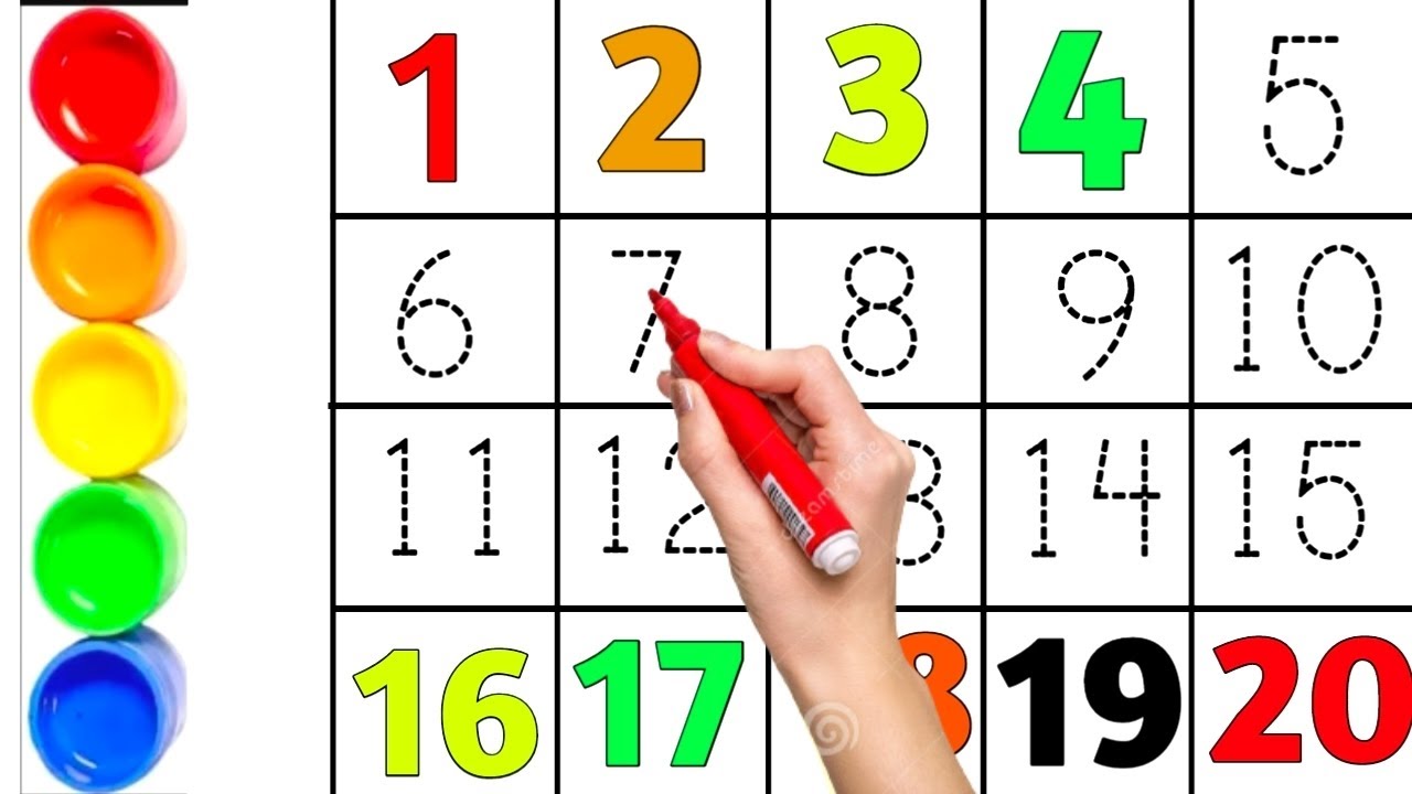 12345 number counting for kids | 1 to Twenty20 counting writing table ...