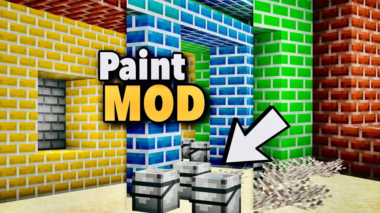MINECRAFT PE PAINT MOD WITH PAINT BUKCETS AND BRUSHES - YouTube