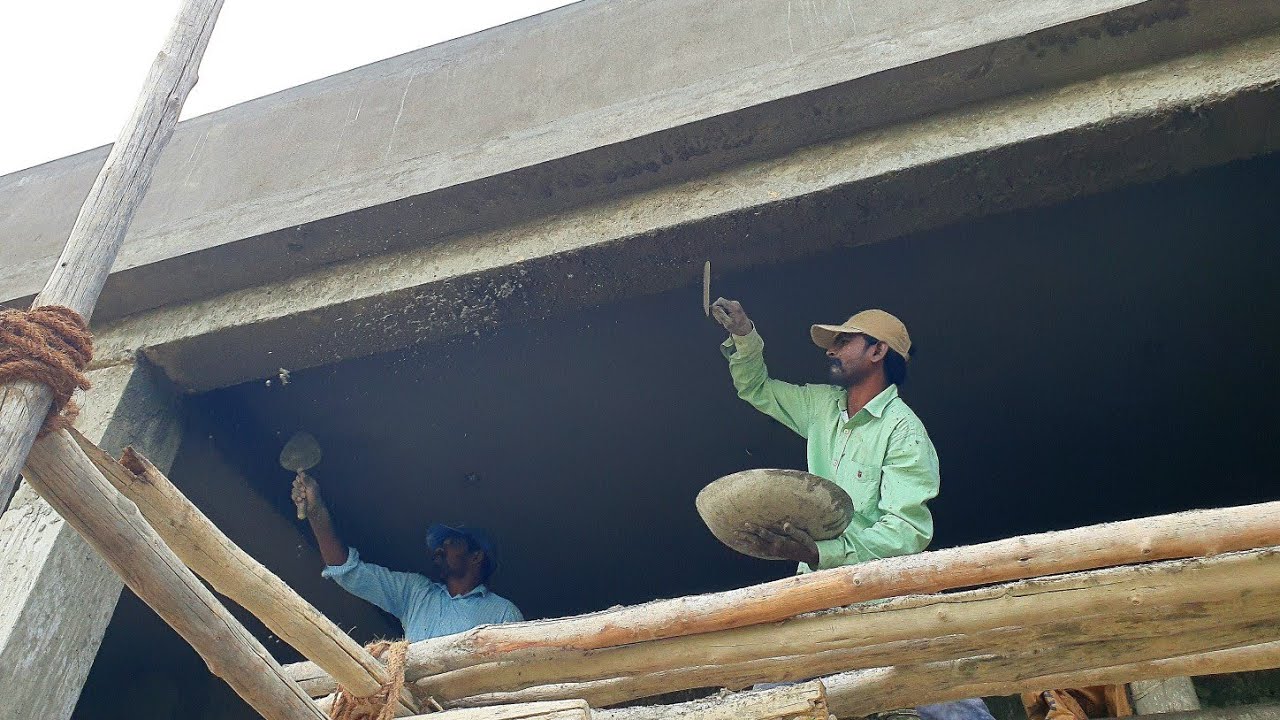 Fantastic! Techniques of Plastering Beam_Building Concrete Long Beam ...