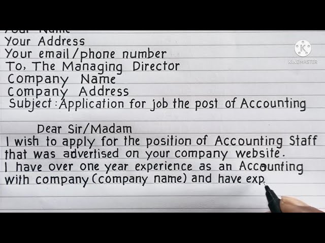 Application For Job Of Accountant