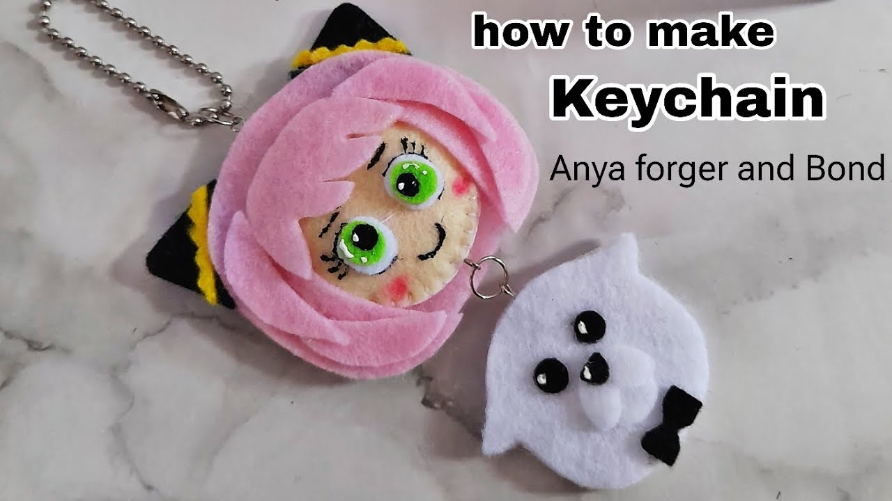 How to make key chain felt/Cara membuat gantungan kunci Anya forger ...