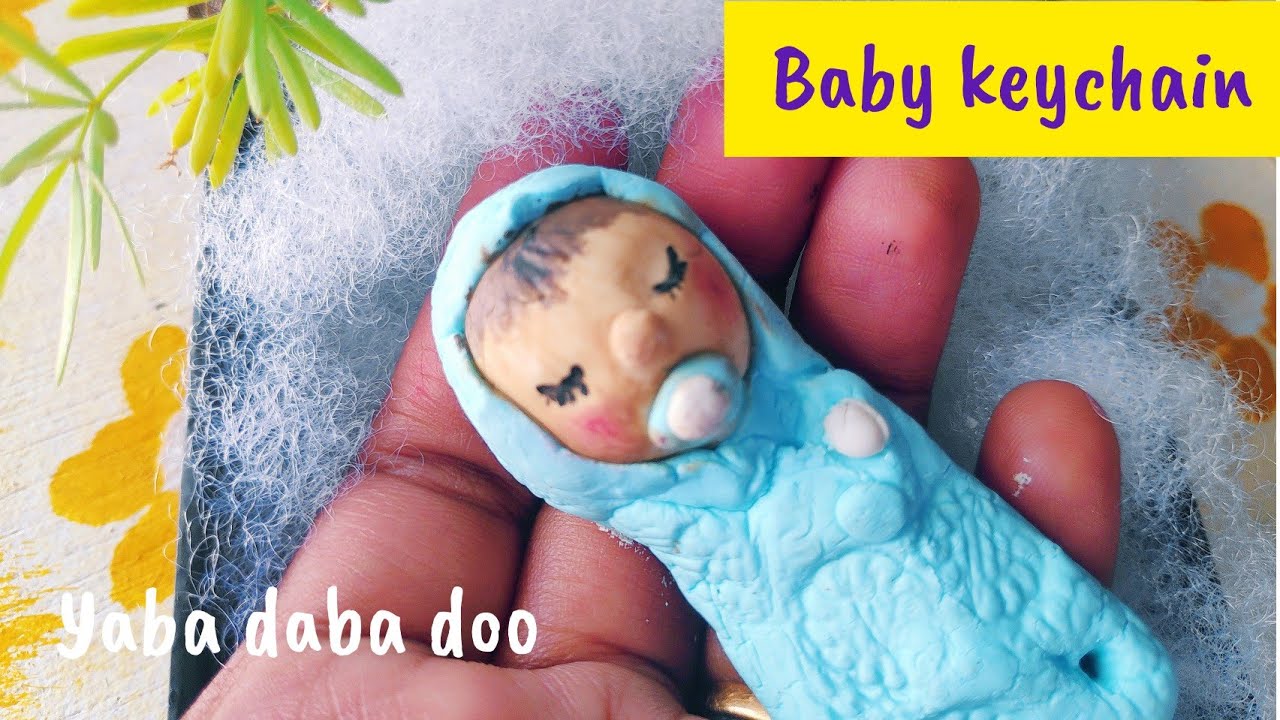 Air dry clay keychain| cute baby charm keychain | fridge magnet using ...