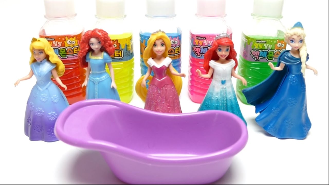 Disney Princess Toy Slime Bath Fun - Learn Colors - YouTube