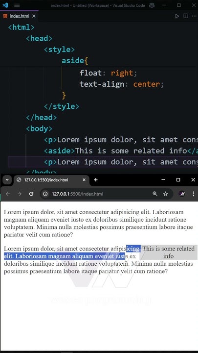 aside Tag in HTML (sidebar)| HTML Short Tutorial - YouTube