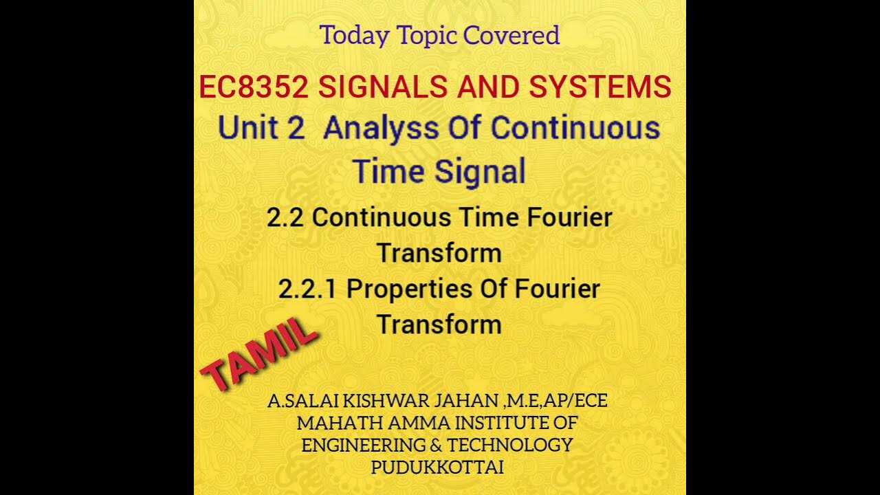 2.2 Continuous Time Fourier Transform |2.2.1 Properties Of Fourier Transform |#ec8352|unit 2 ...