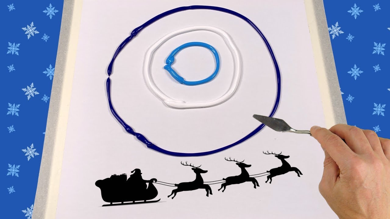 Santa & Rudolph Landscape Acrylic Christmas Painting on Canvas Step by ...