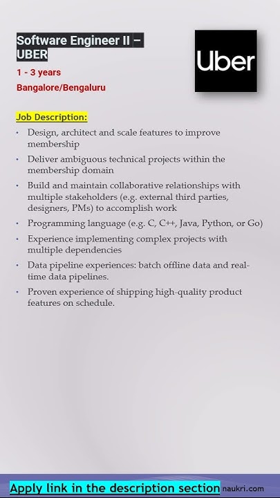 UBER | Software Engineer II | Bangalore | Full Stack, C, C++, Java ...
