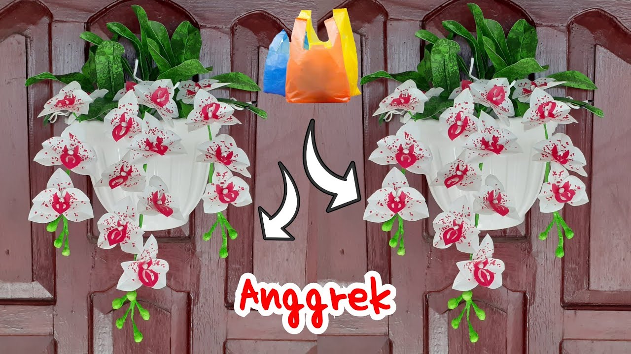 Bunga Anggrek Gantung Hiasan Dinding dari Kantong Plastik Kresek ...