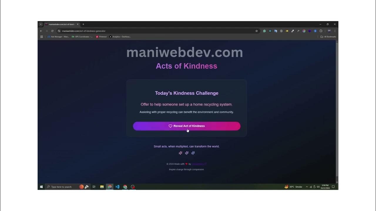 Maniwebdev | Acts of kindness generator - YouTube