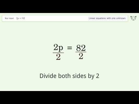 Solve 2p=82: Linear Equation Video Solution | Tiger Algebra - YouTube