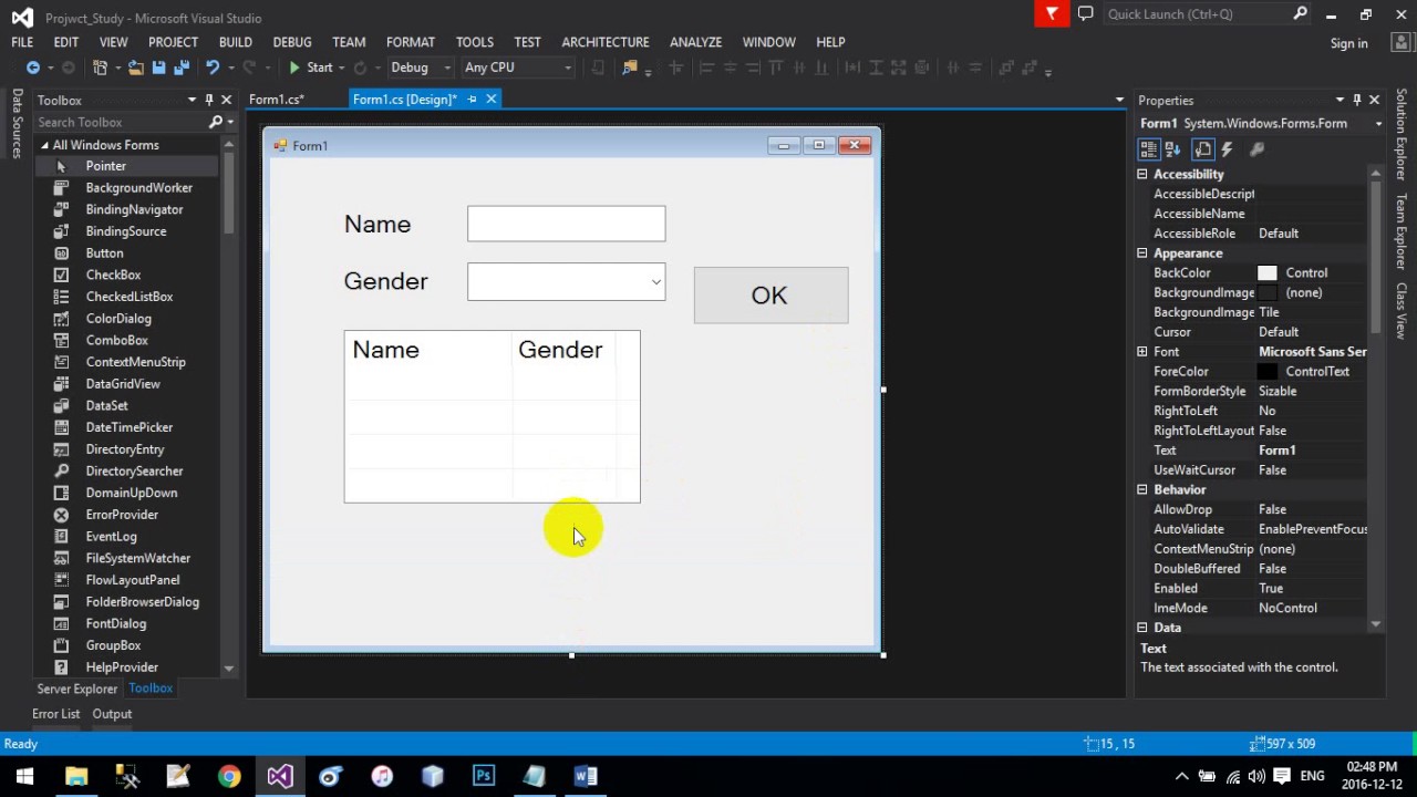 How to Create Project With Use Control Toolbox C# - YouTube