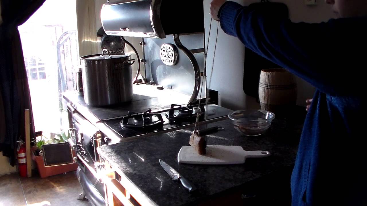 Hanging Bacon in a Warm Kitchen, Yum! - YouTube