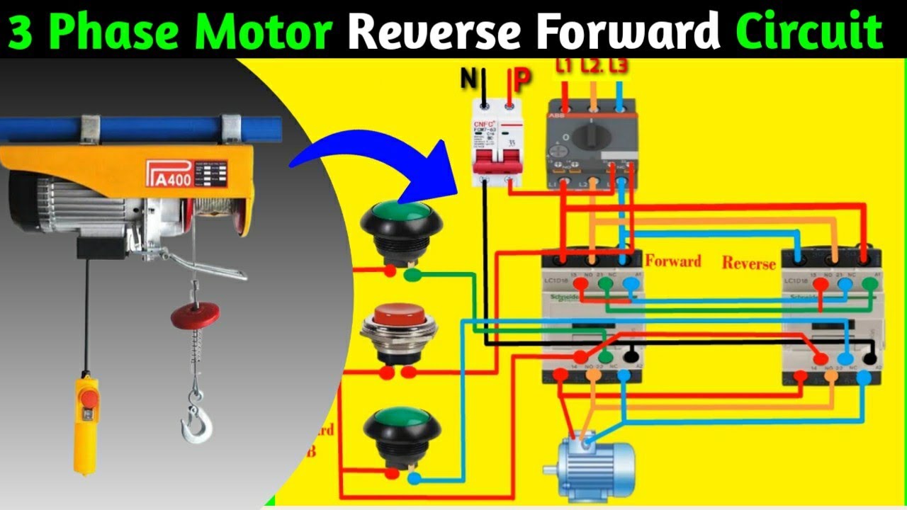3 Phase Motor Forward & Reverse Connection with Power and Control ...