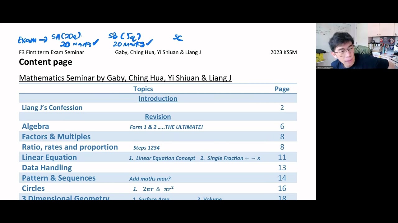 F3 Seminar - Mathematics [Tutor Liang J - English conducted] - YouTube