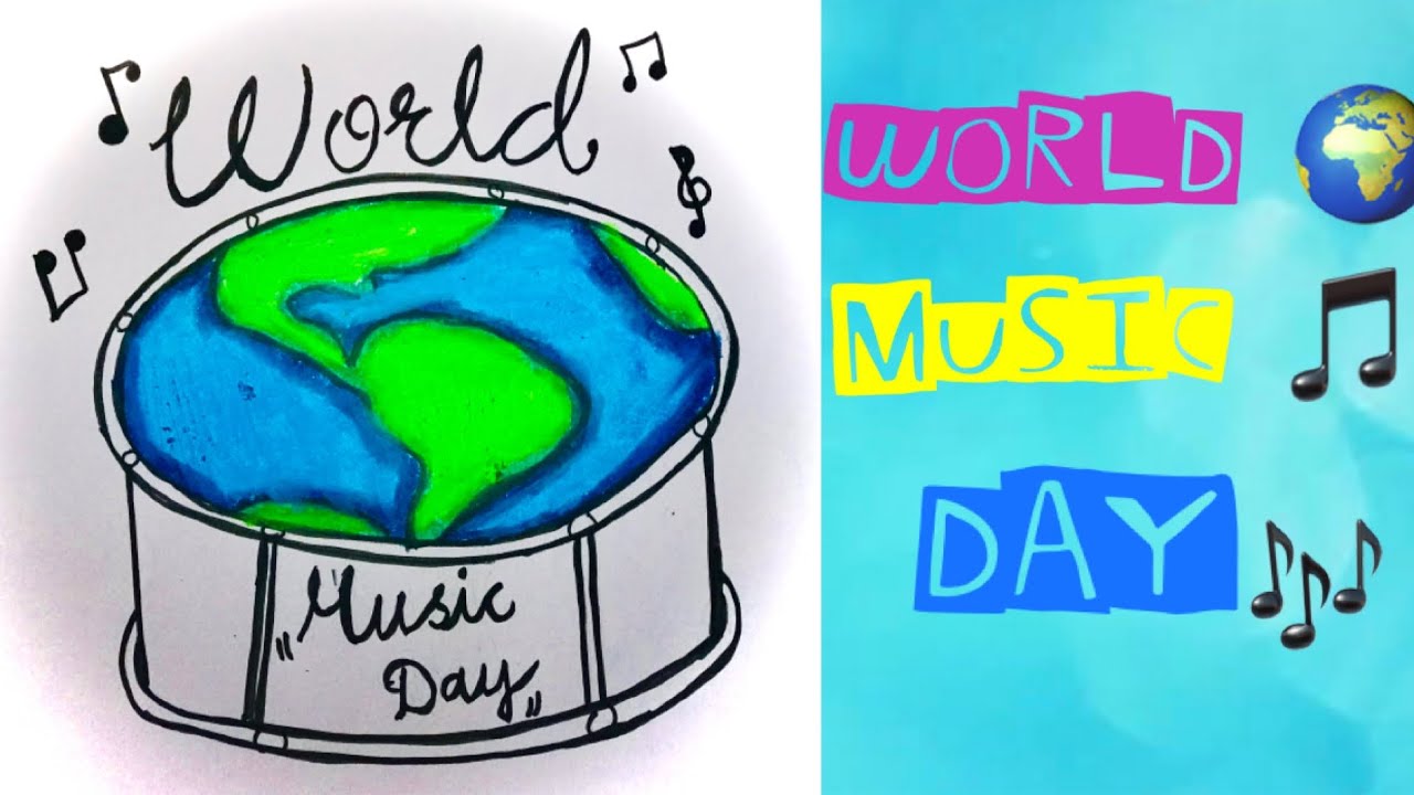 World Music Day drawing||Music day poster||music day drawing using oil ...