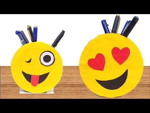 How to make a paper pen stand//How to make emoji pen stand//Diy pen Holder//Easy origami tutorial