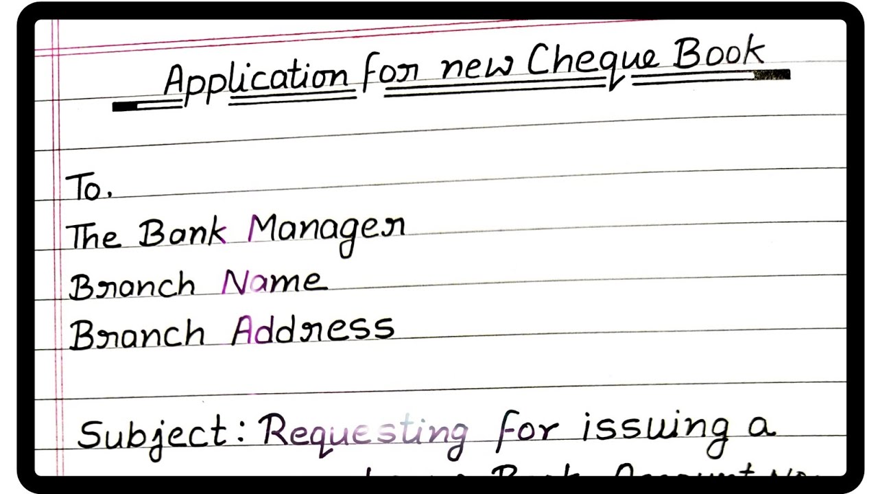 Application for New Chaque Book/Application - YouTube