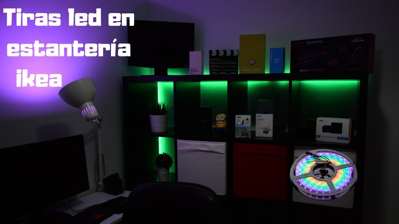 Tiras led en estantería ikea - YouTube