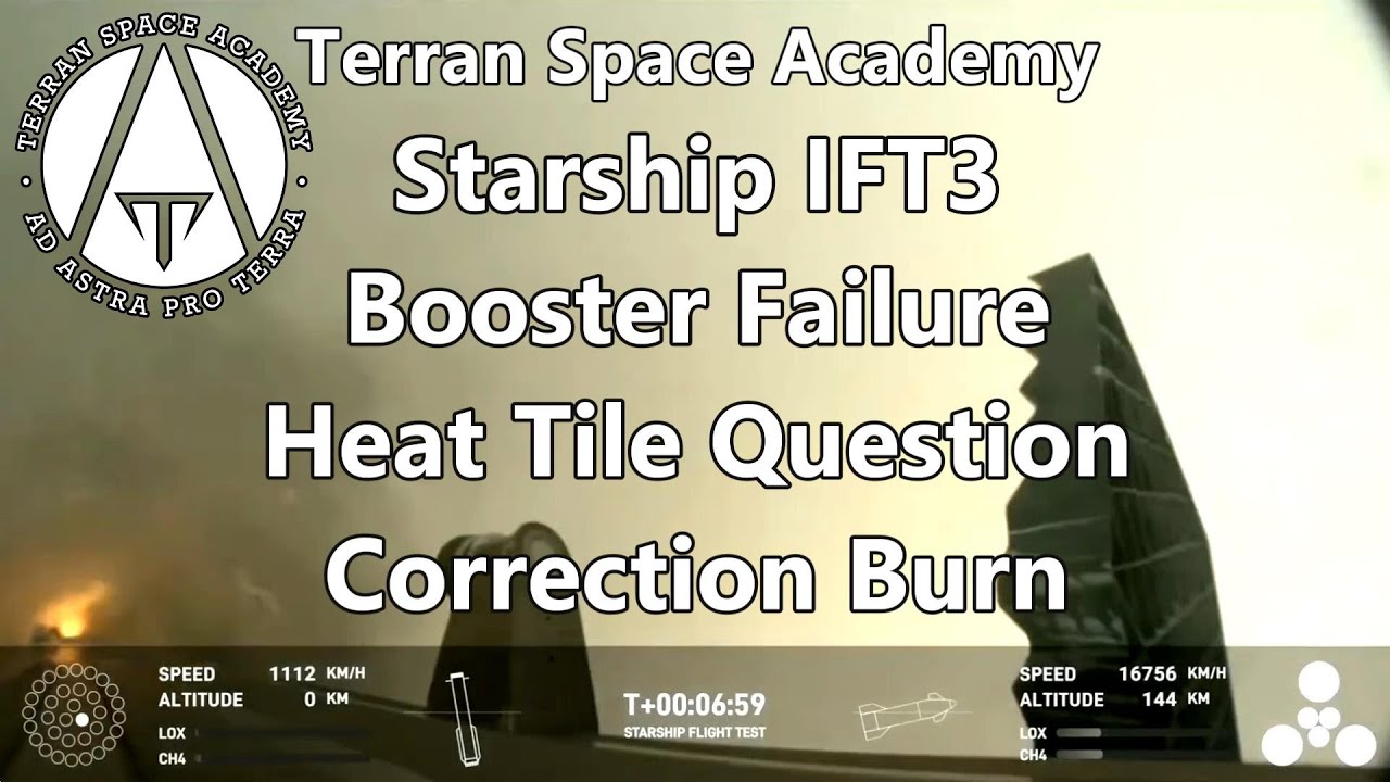 Starship IFT3 Booster Failure Heat Tile Issues and Correction Burn ...