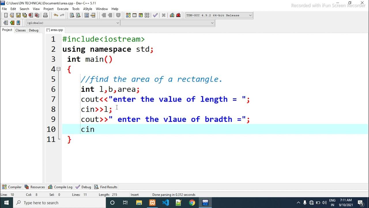 C++ program to calculate area of rectangle | Find area of Rectangle in ...