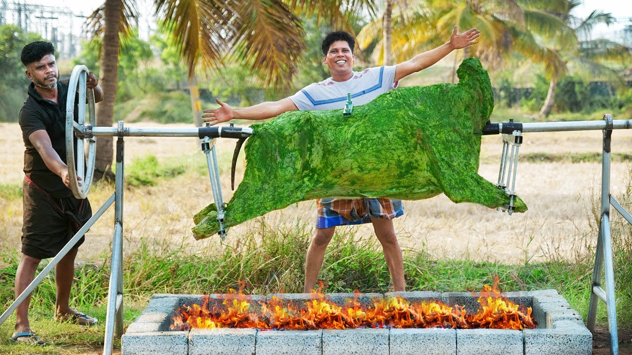 100 Kg FULL BEEF GRILL | Green Beef Barbecue Recipe | Cooking in ...