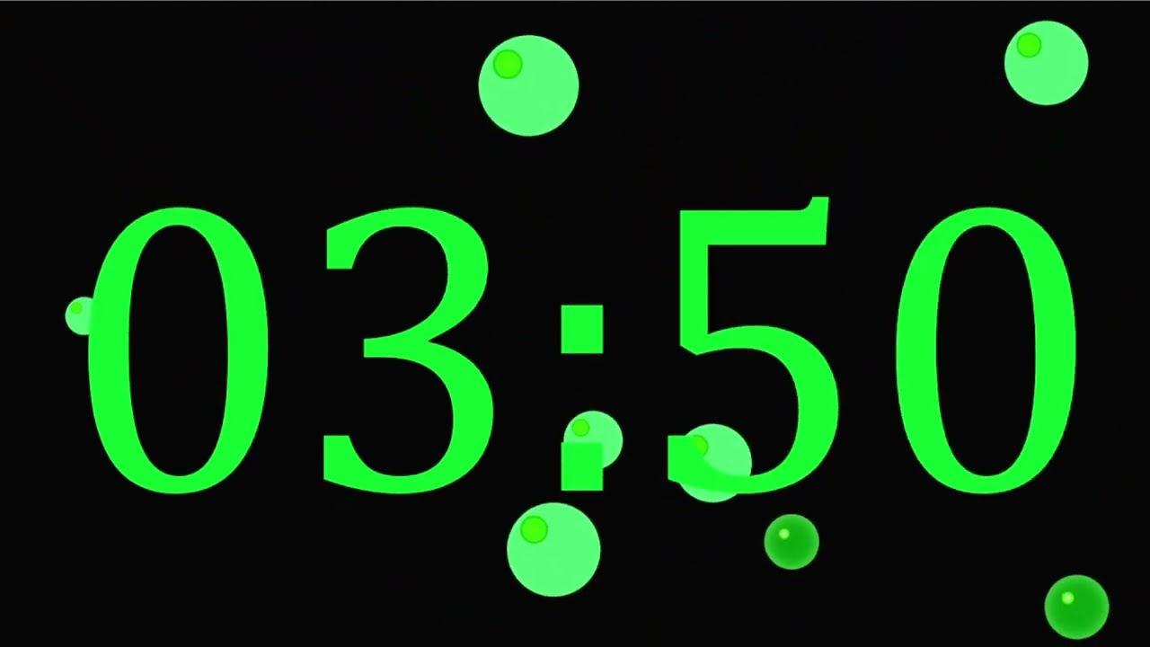 4 Minute Countdown Timer, without Music| Learn the Color Green| Green Bubbles| Animated green ...
