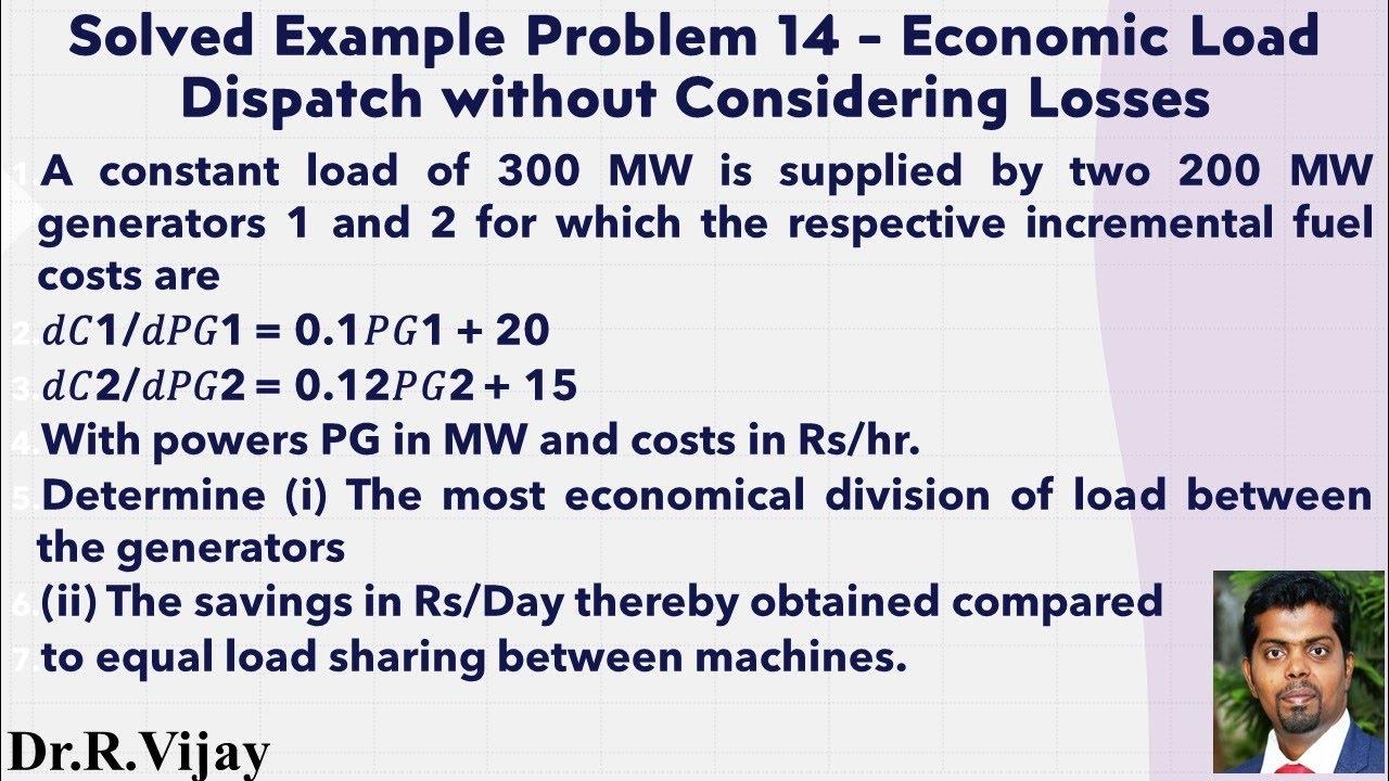 Solved Example Problem 14 - Economic Load Dispatch without Considering ...