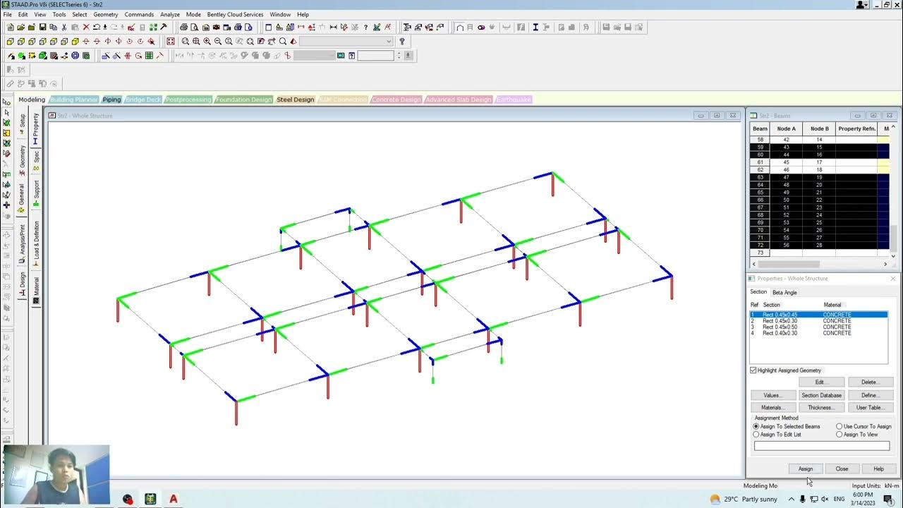 3 storey building analysis | Staad Pro/RCDC/STAAD FOUNDATION ADVANCED | Beam and Footing design ...