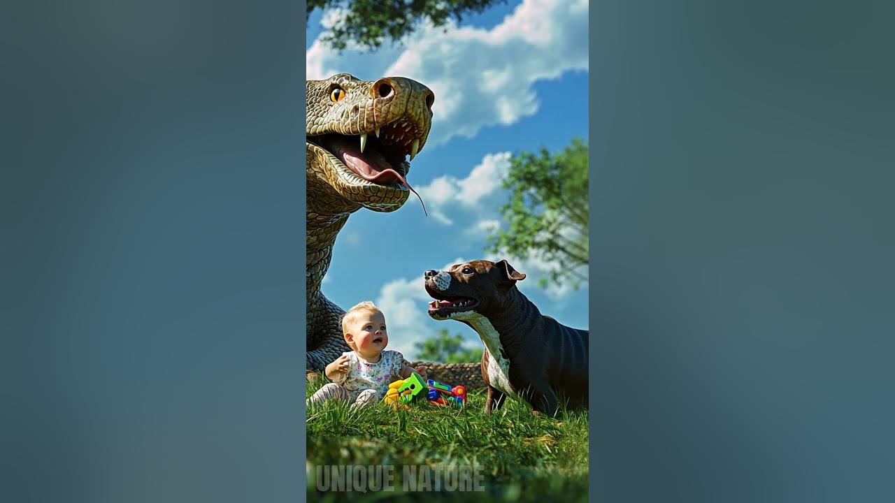 Giant python attacks baby and pit bull dog #animal #snake #wildlife ...