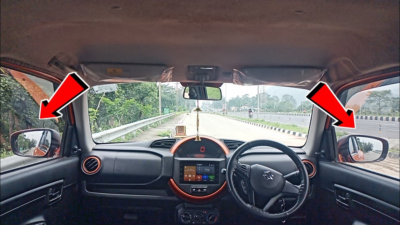 गाड़ी के mirrors को सही position में adjust करे । How to set car ORVMs ...